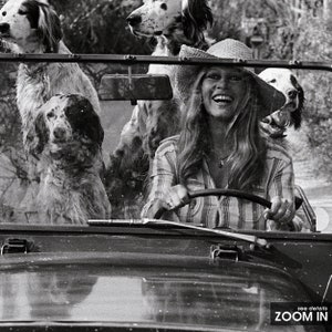Brigitte Bardot With Dogs Poster, Funny Animal Black and White Wall Art ...