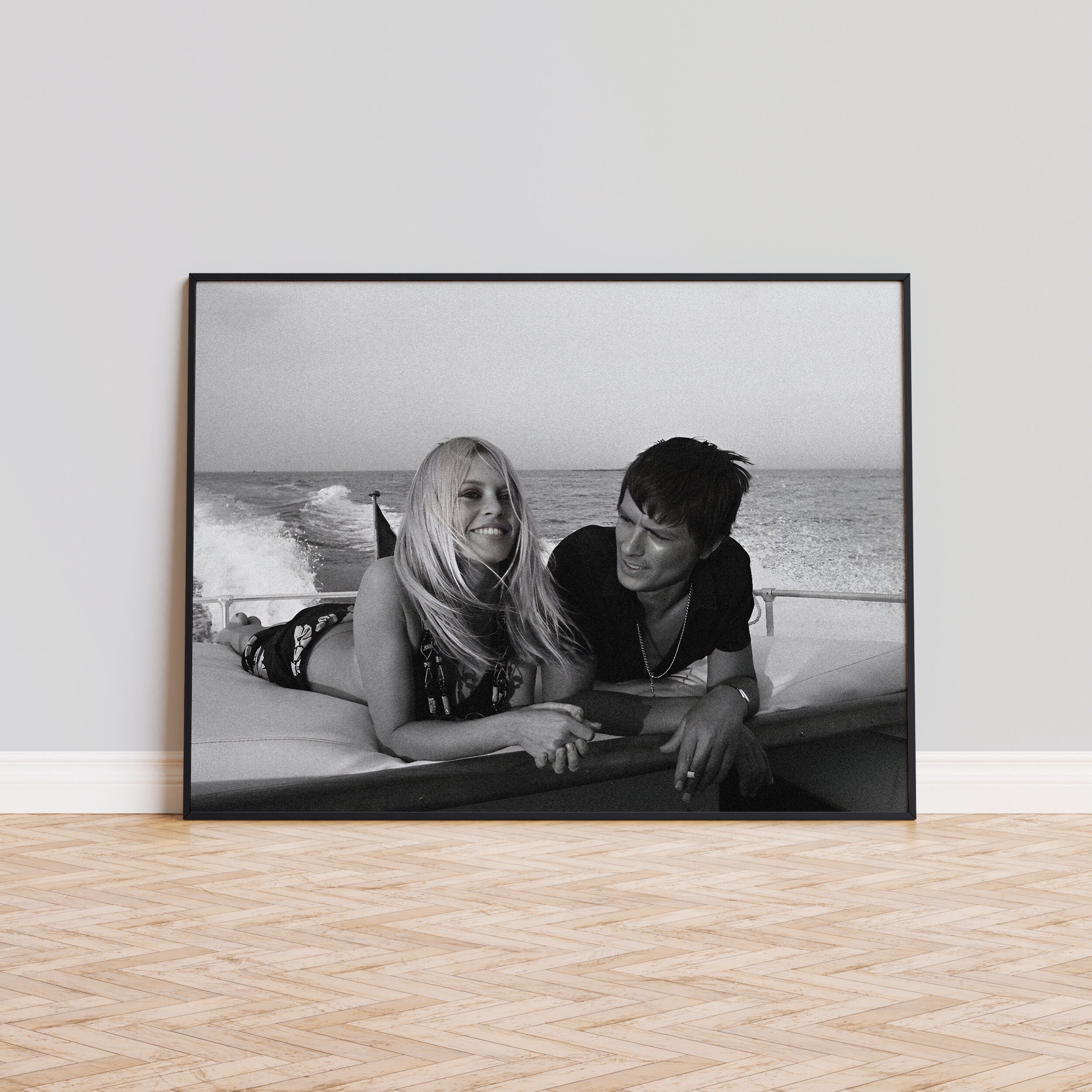 Brigitte Bardot and Alain Delon Print, Hollywood Black and White Wall ...
