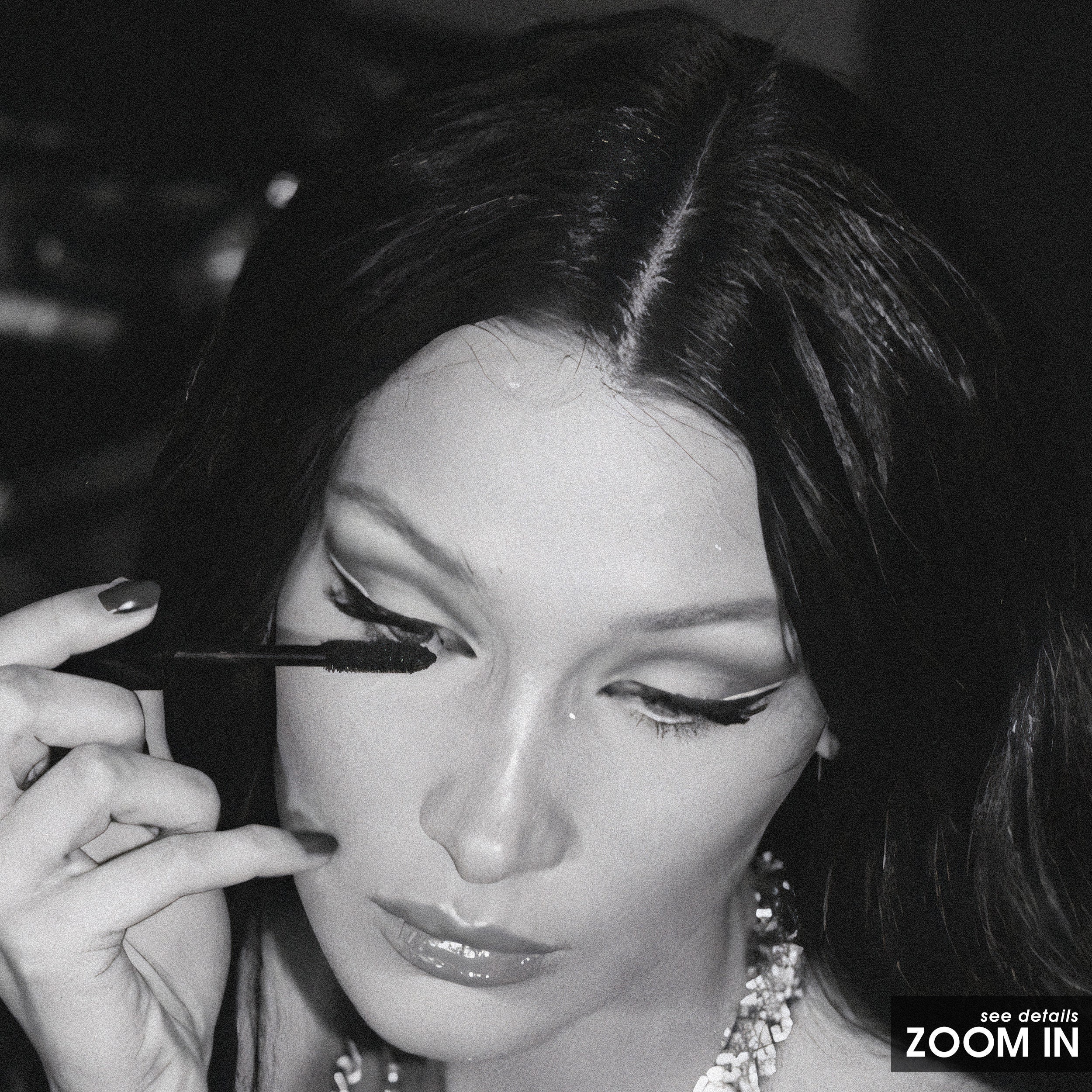 Bella Hadid Makeup Print, Teen Room Black and White Wall Art, Vintage ...
