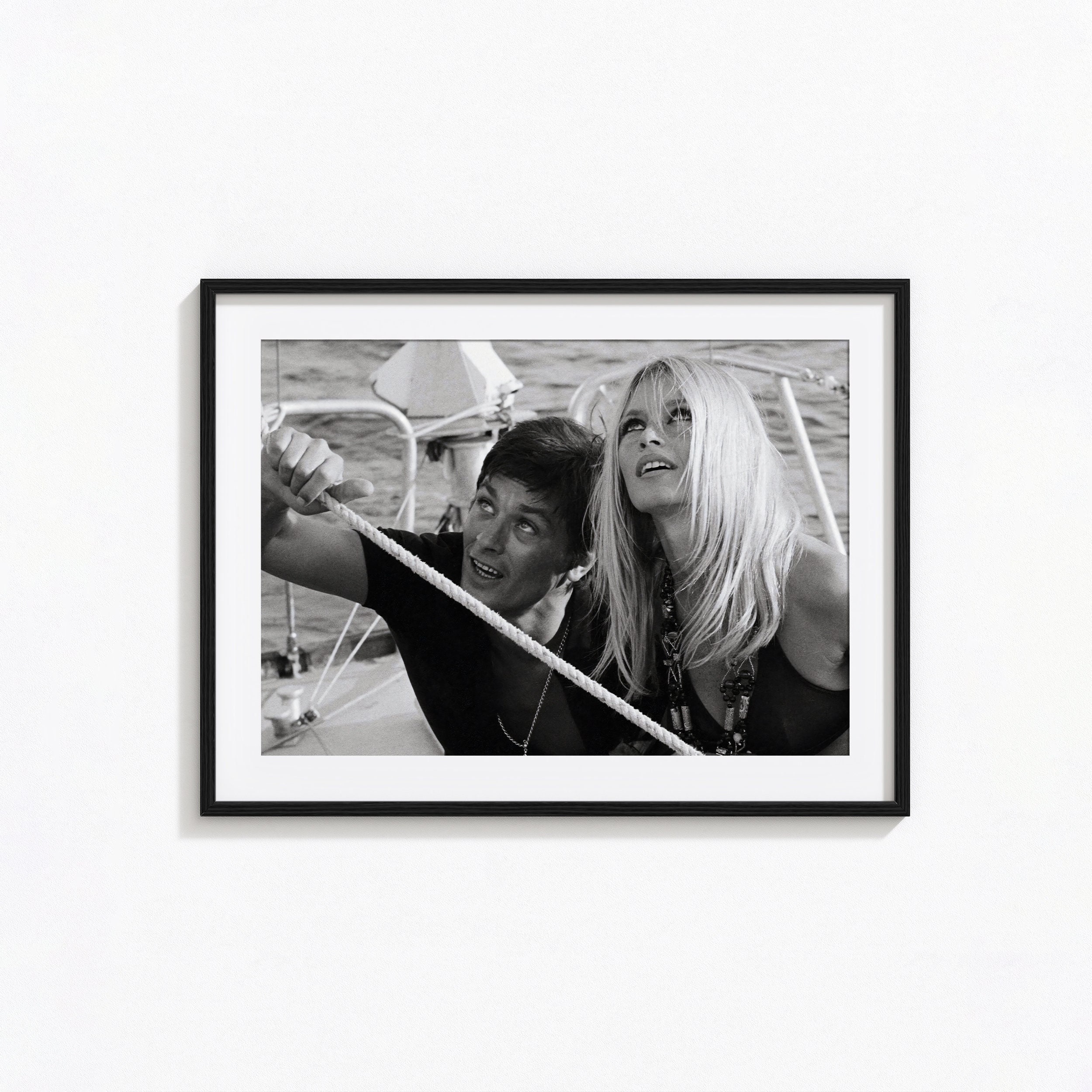 Brigitte Bardot and Alain Delon Print, Hollywood Black and White Wall ...