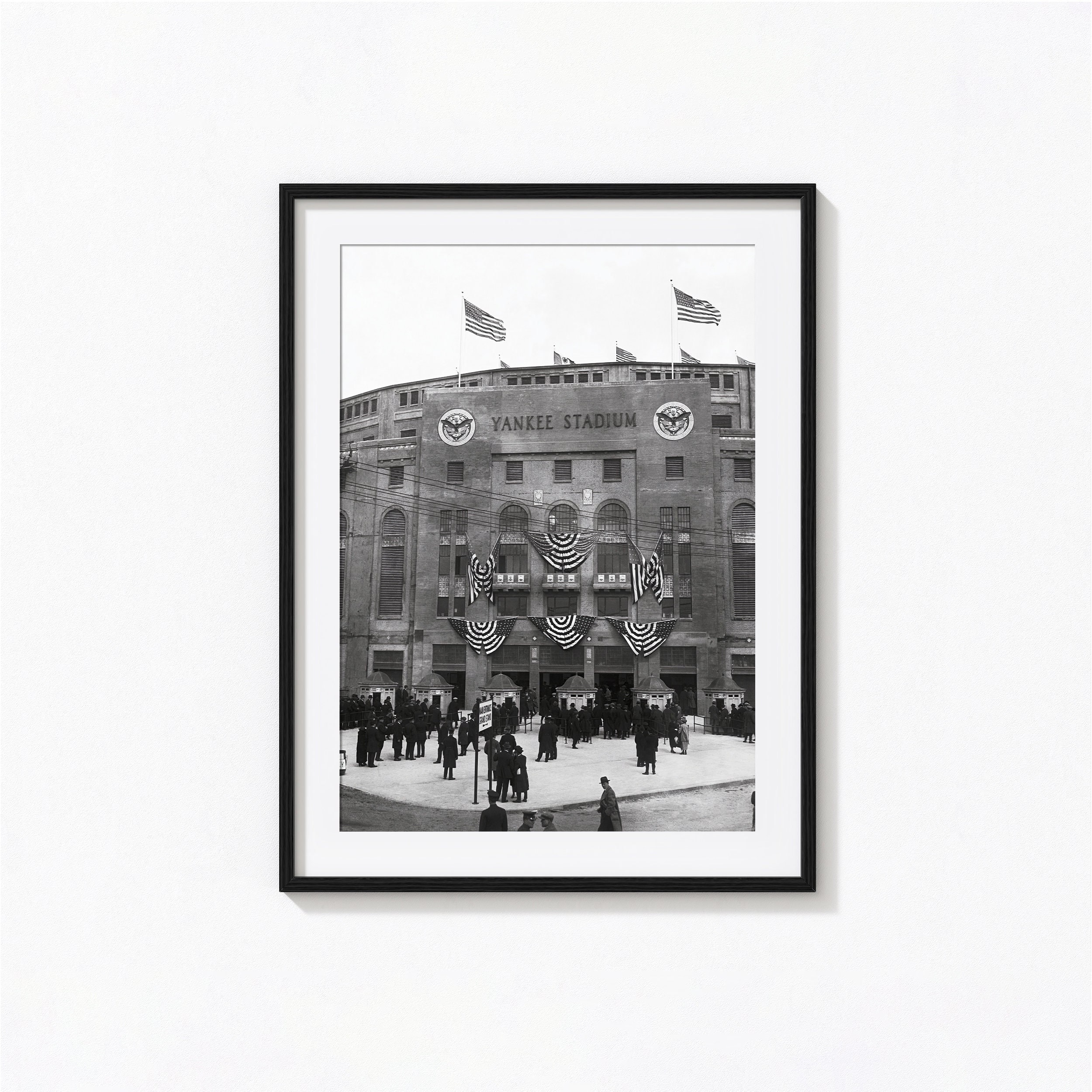 Yankee Stadium Print, New York Yankees Baseball Black and White Wall ...