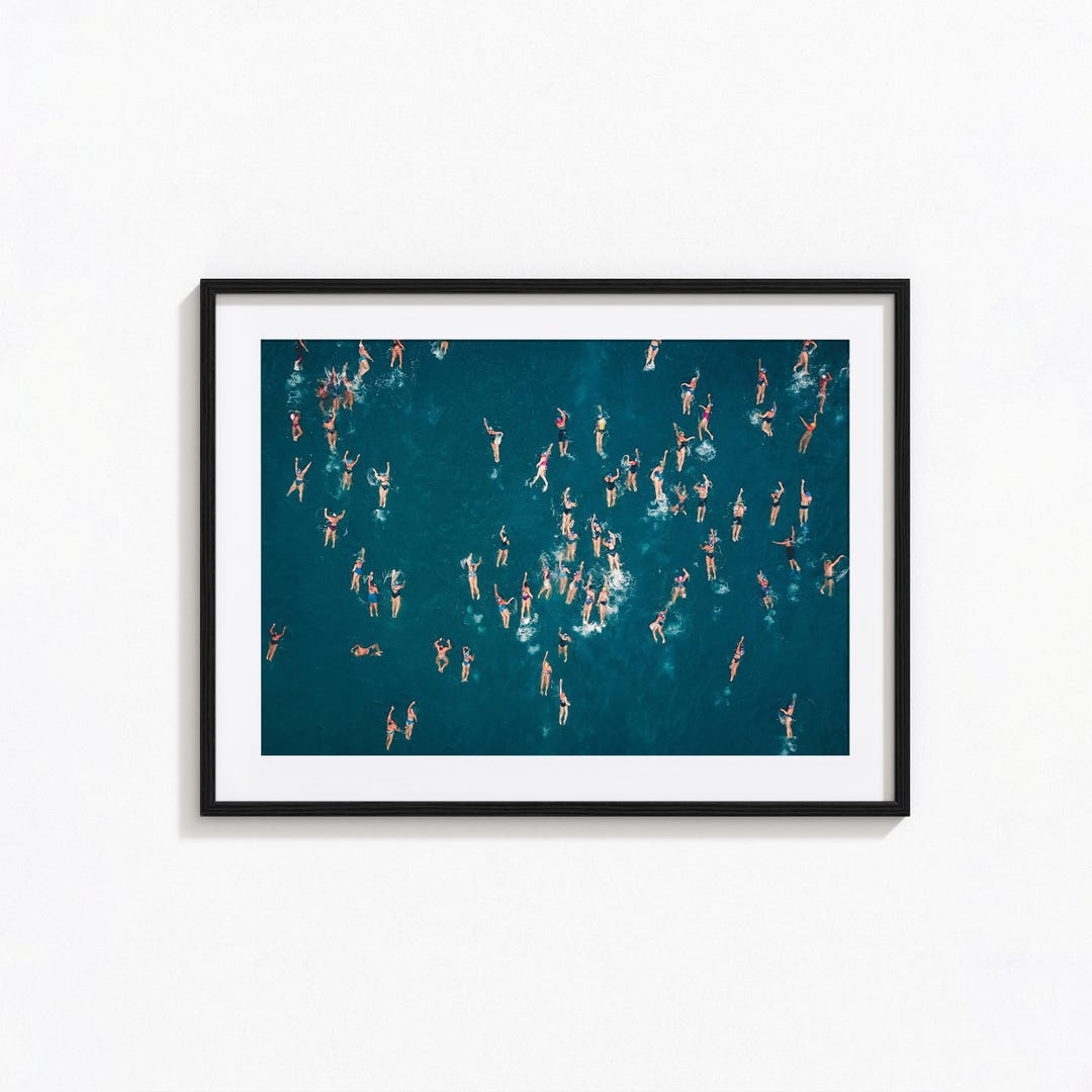 Swimming Poster, Ocean Swimming Wall Art, Vintage Print, Photography ...