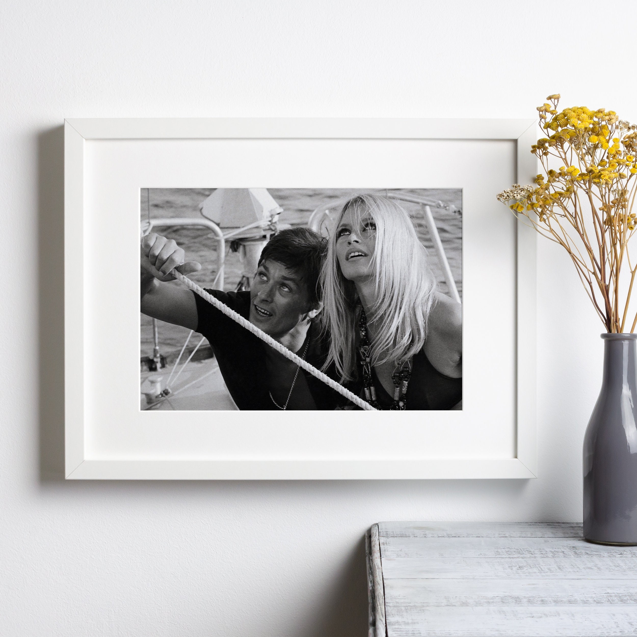 Brigitte Bardot and Alain Delon Print, Hollywood Black and White Wall ...