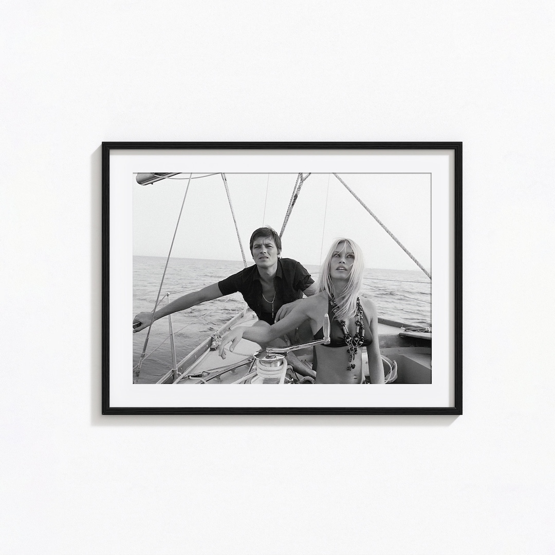 Brigitte Bardot and Alain Delon Print, Hollywood Black and White Wall ...