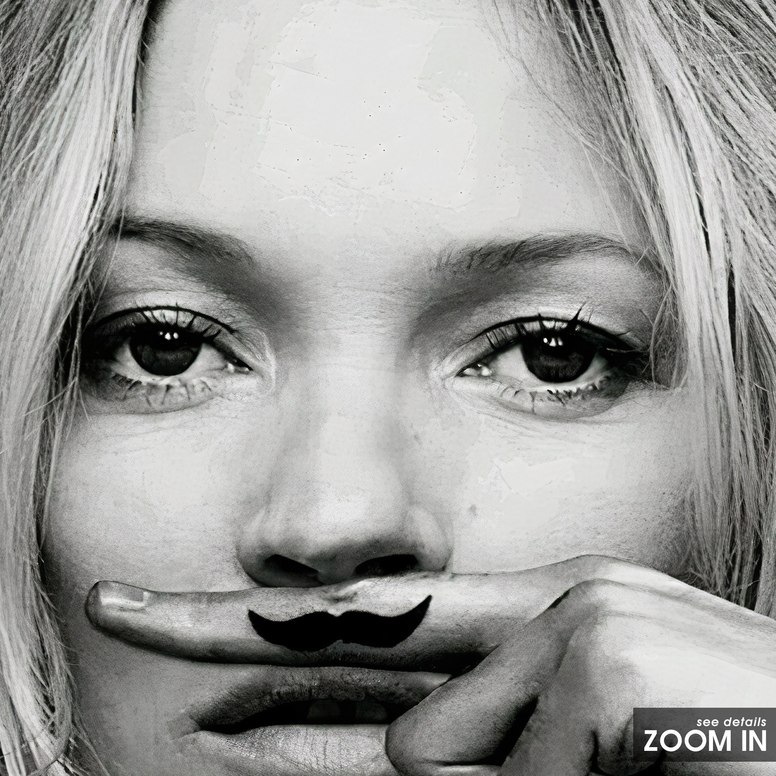 Kate Moss Print, Moustache Finger, Fashion Poster, Black and White Wall ...