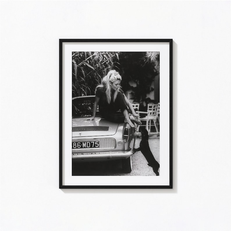 Brigitte Bardot Poster, Brigitte Bardot With Dog Black and White Wall ...
