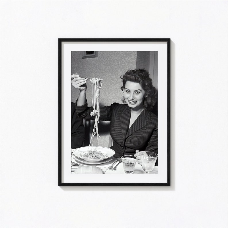 Sophia Loren Eating Spaghetti Poster Hollywood Black and - Etsy