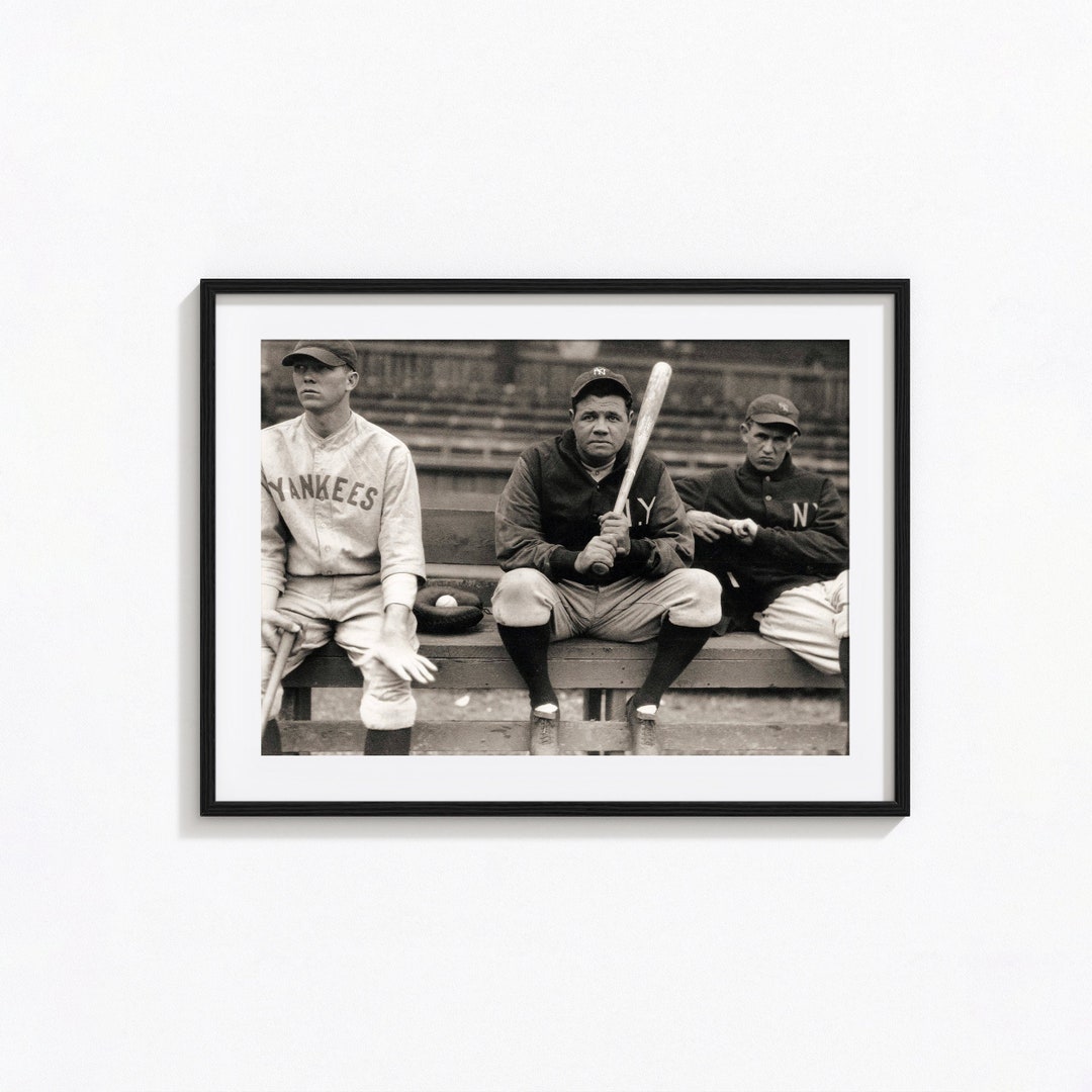 Babe Ruth Print, New York Yankees, Baseball Black and White Wall Art ...