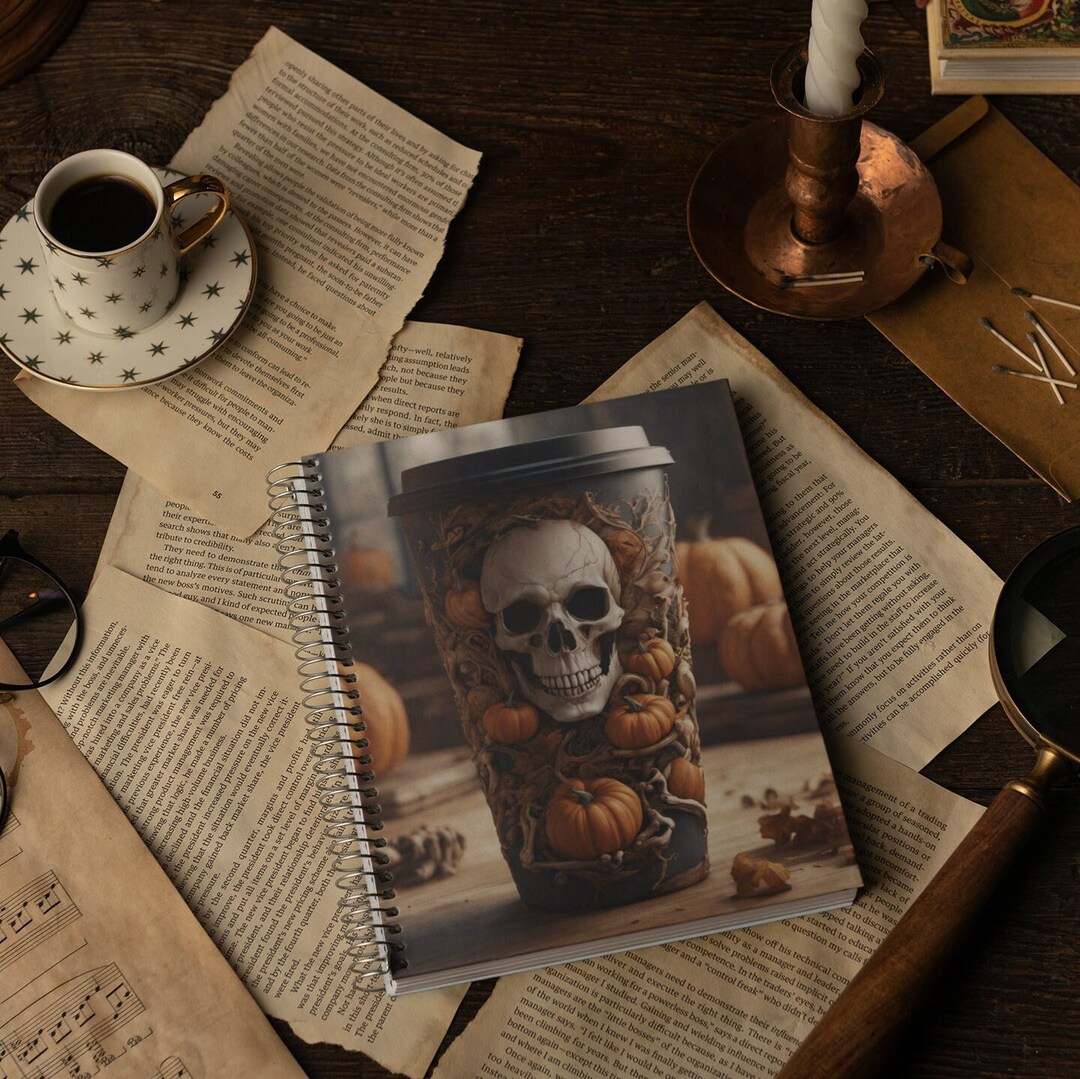 Spiral Notebook,caffeine,spooky,skull,pumpkin,journal,unique,halloween ...