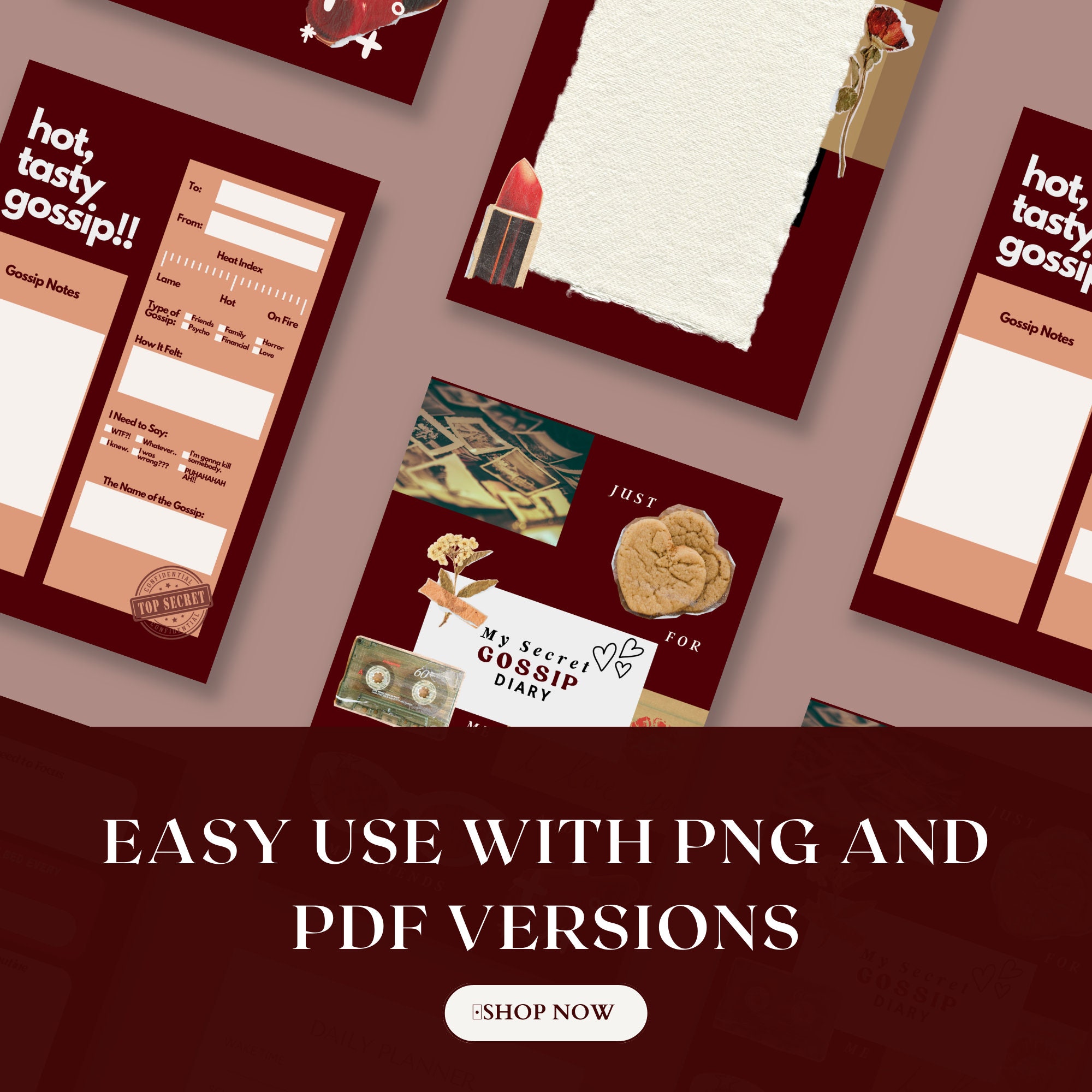 Printable Digital PDF PNG Ultimate Gossip Diary for Unforgettable ...