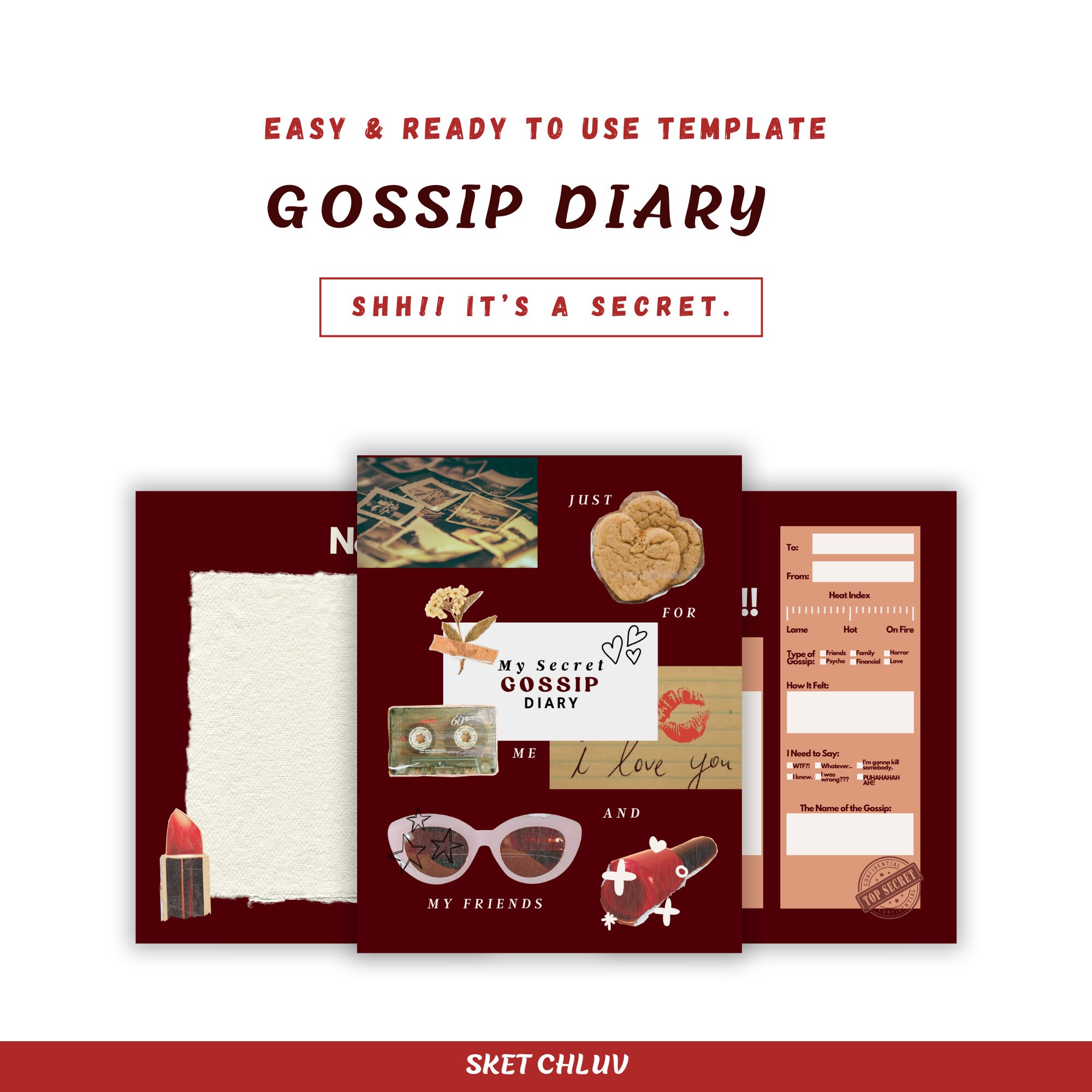 Printable Digital PDF PNG Ultimate Gossip Diary for Unforgettable ...