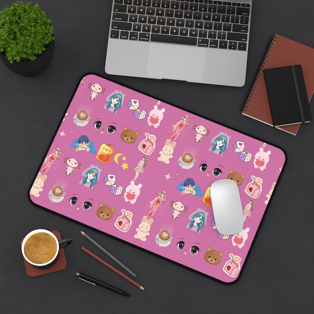 Kawaii Cute Pink Laptop Desk Mat Anime Girl Laptop Accessory - Etsy