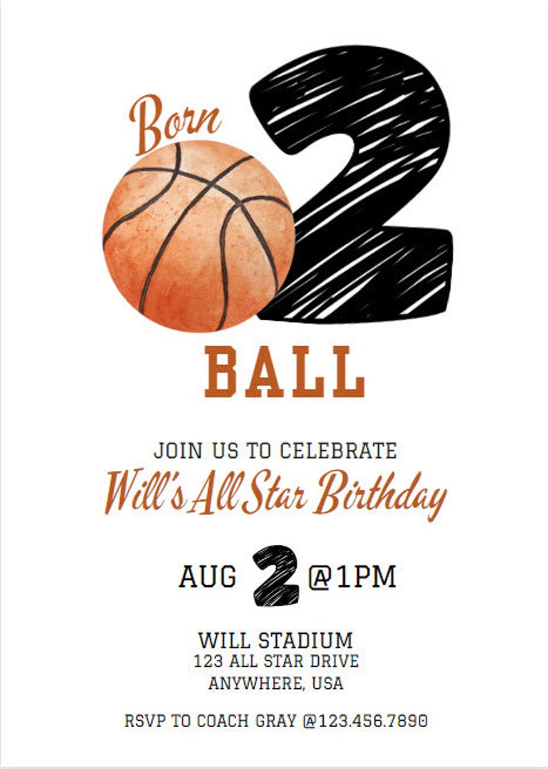 Born 2 Ball Birthday Invite Template - Etsy
