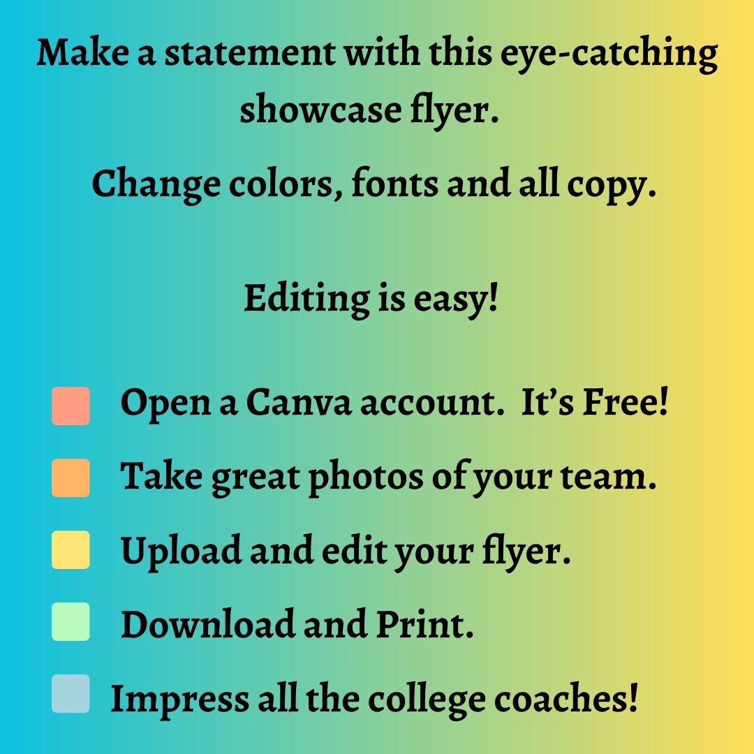 Travel Ball Roster Flyer Template for Showcase. Editable in Canva - Etsy