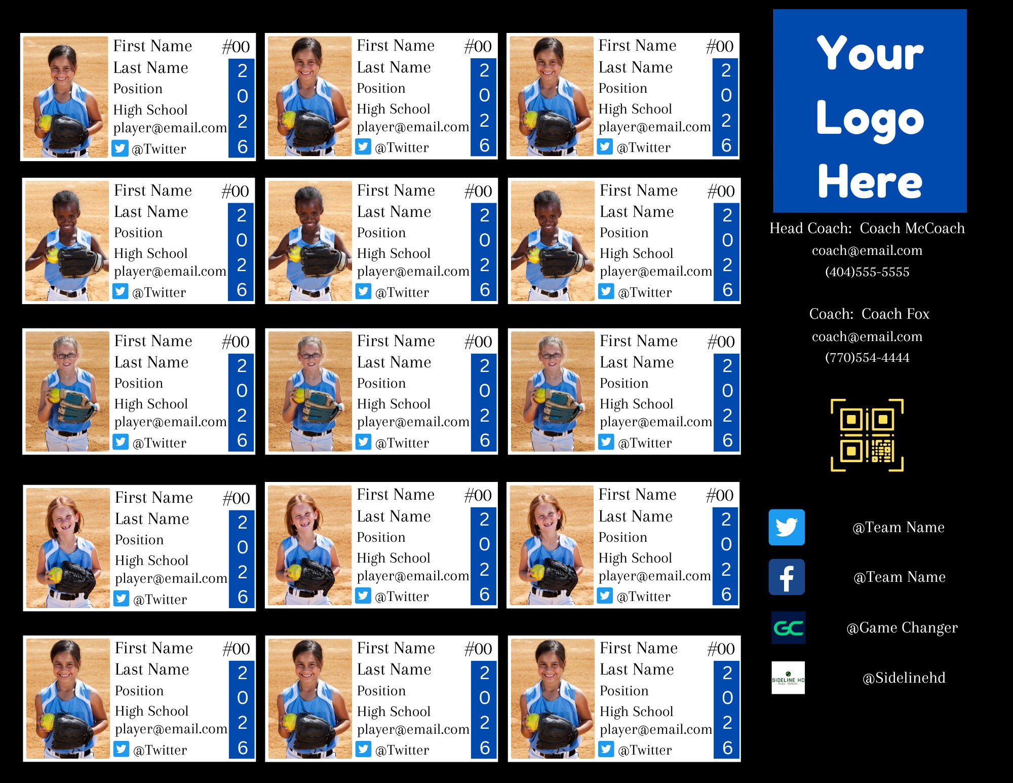 Travel Ball Roster Flyer Template for Showcase. Editable in Canva - Etsy