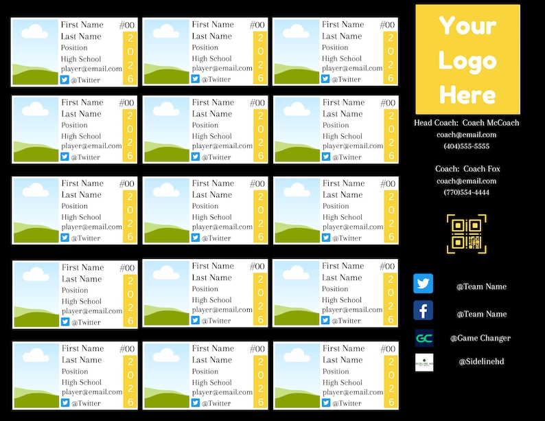 Travel Ball Roster Flyer Template for Showcase. Editable in Canva - Etsy