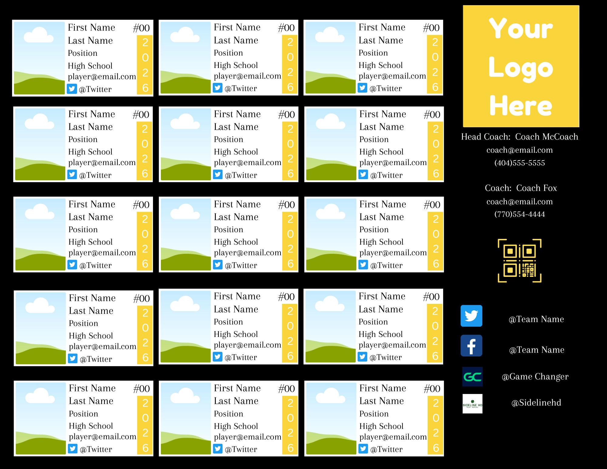 Travel Ball Roster Flyer Template for Showcase. Editable in Canva - Etsy