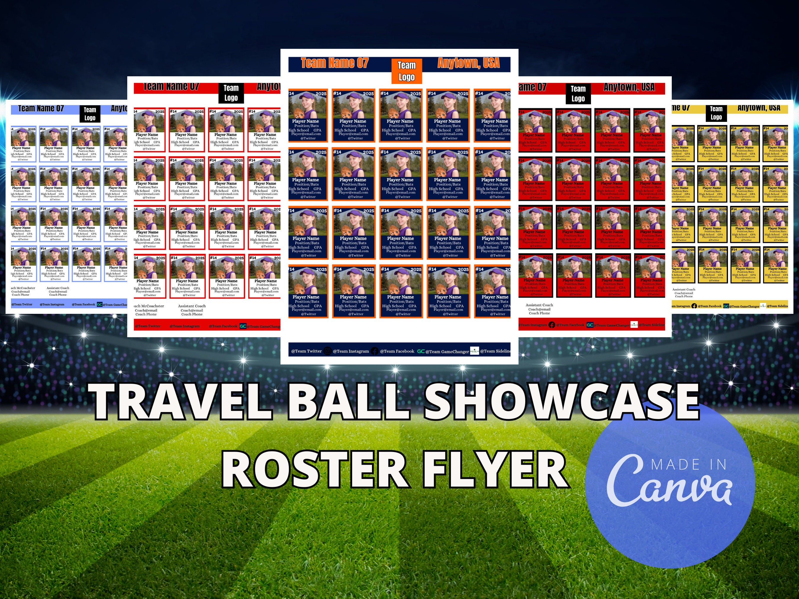 Travel Ball Showcase Roster Flyer Template - Etsy
