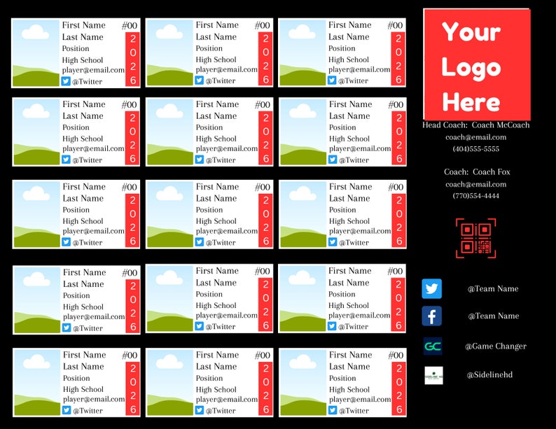 Travel Ball Roster Flyer Template for Showcase. Editable in Canva - Etsy