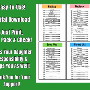 Softball Fastpitch Gameday Tournament Packing Checklist - Etsy