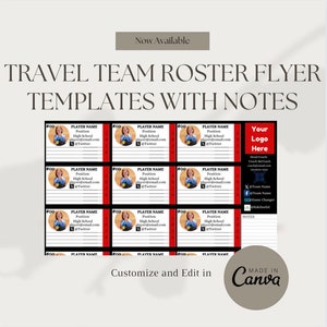 Travel Ball Showcase Roster Flyer Template With Notes Softball Baseball ...