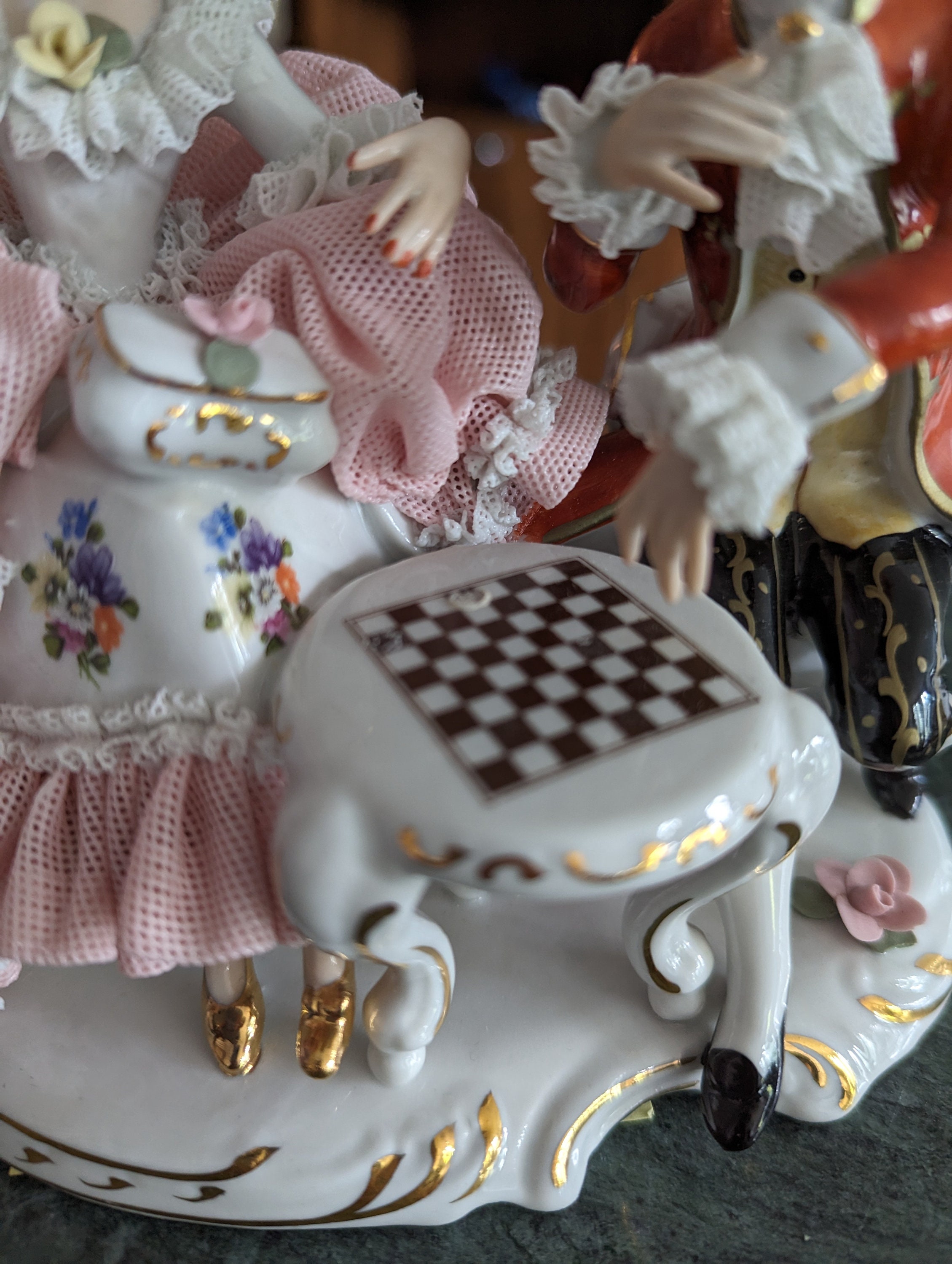 Rare Vintage Dresden Lace 17th Century Couple Figurine (with Missing ...