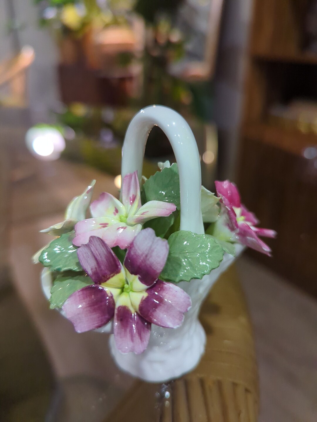 April Flowers Crown Staffordshire Hand Painted Fine Bone China Basket ...