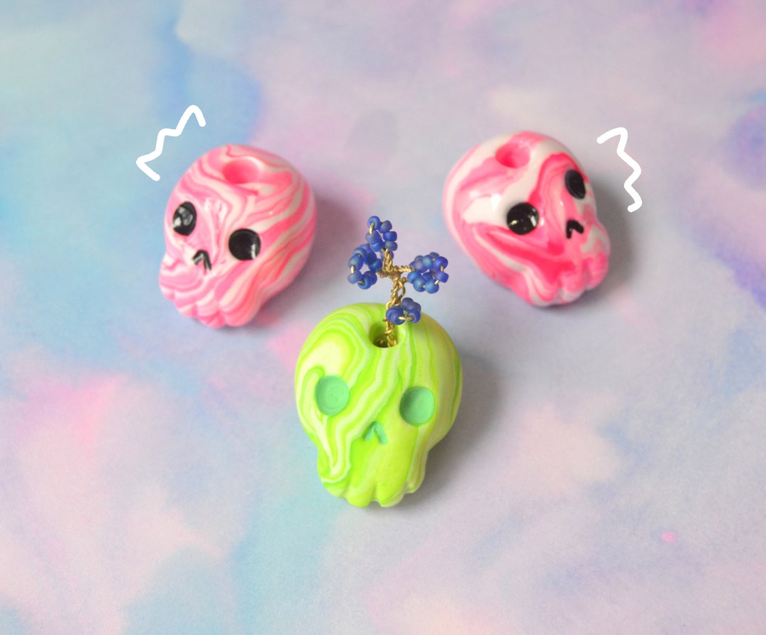 Skull Bud Vase - Polymer Clay Desk Decor - Cute Pastel Mini Vase ...