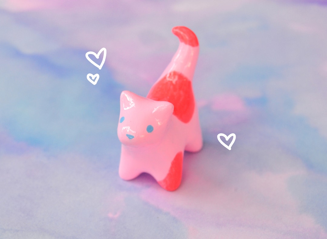 Cute Pink Cat Decoration Desk Buddy Office Friend Pink Kitty Cute Decor ...