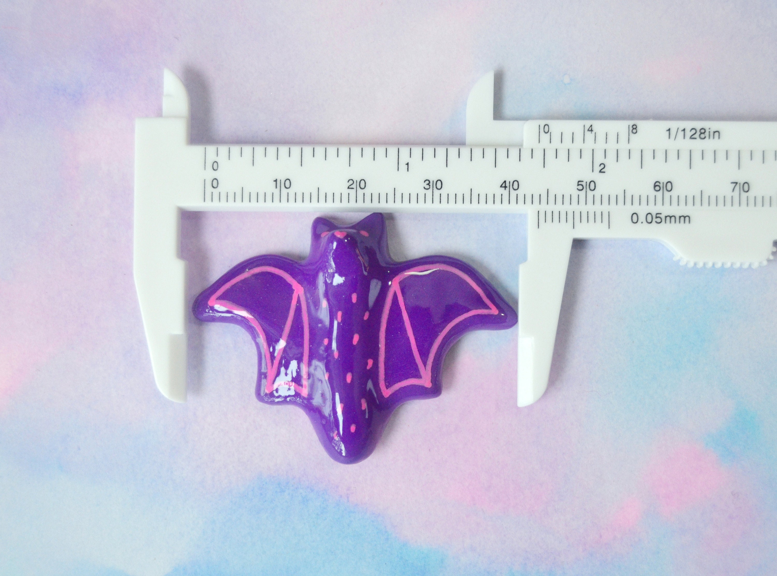 Bat Pin Purple Handmade Clay Jewelry Unique Brooch Hand Painted Magnet ...