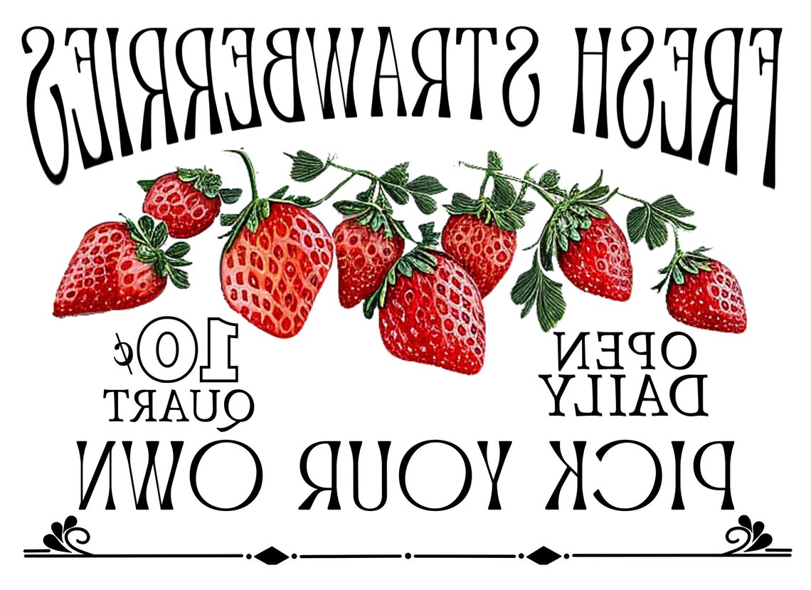 Strawberry Farm Sign Home Decor Image Printable Graphic - Etsy