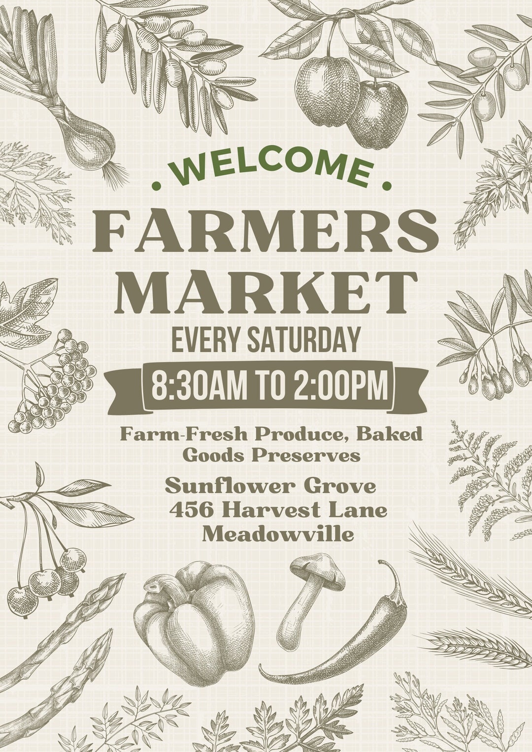 Farmers Market Vintage Country Sepia Home Decor Image Poster Sign ...