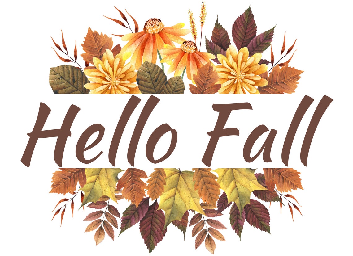 Hello Fall Autumn Floral Sign Home Decor Image Printable Graphic - Etsy