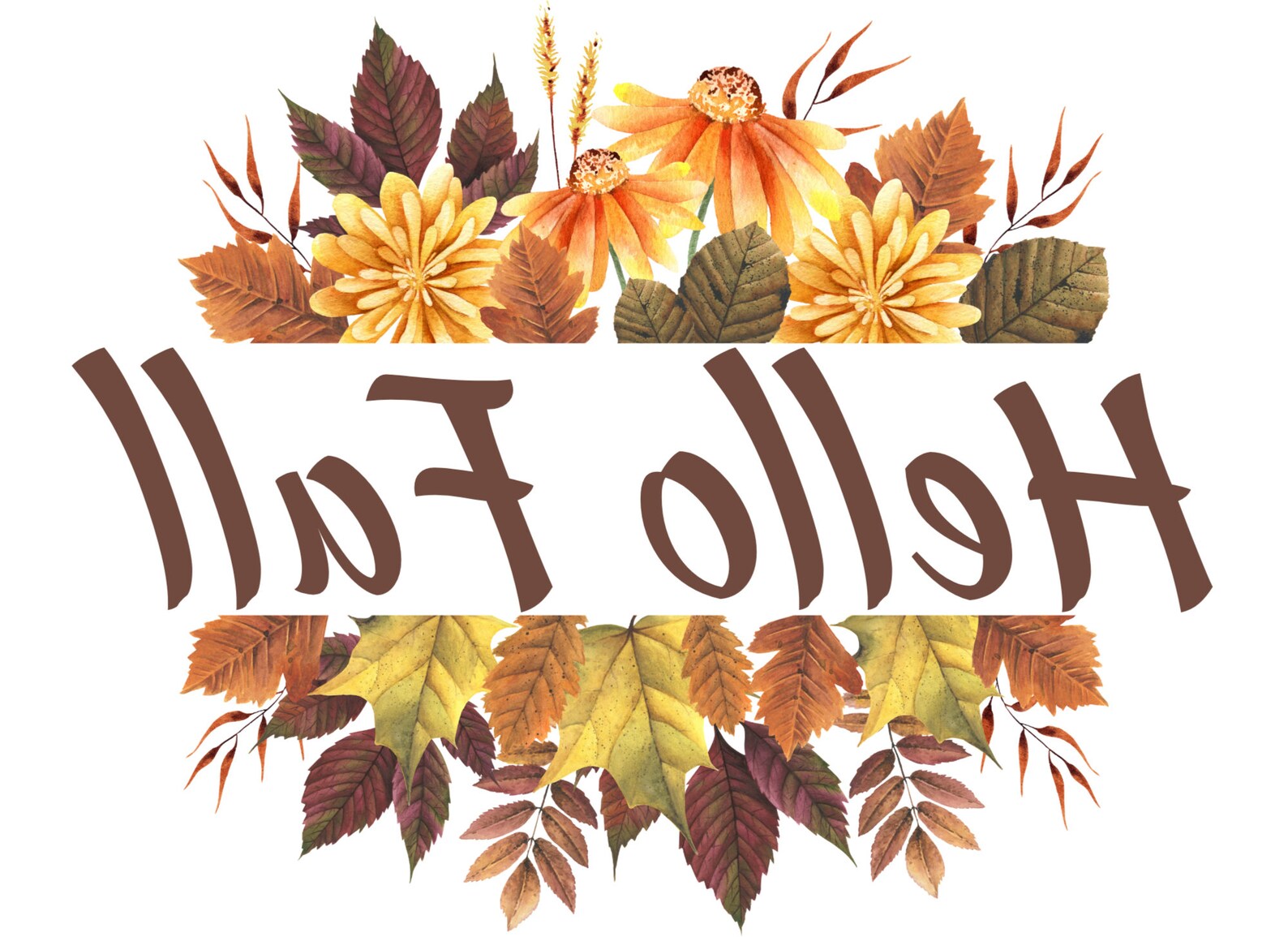 Hello Fall Autumn Floral Sign Home Decor Image Printable Graphic - Etsy