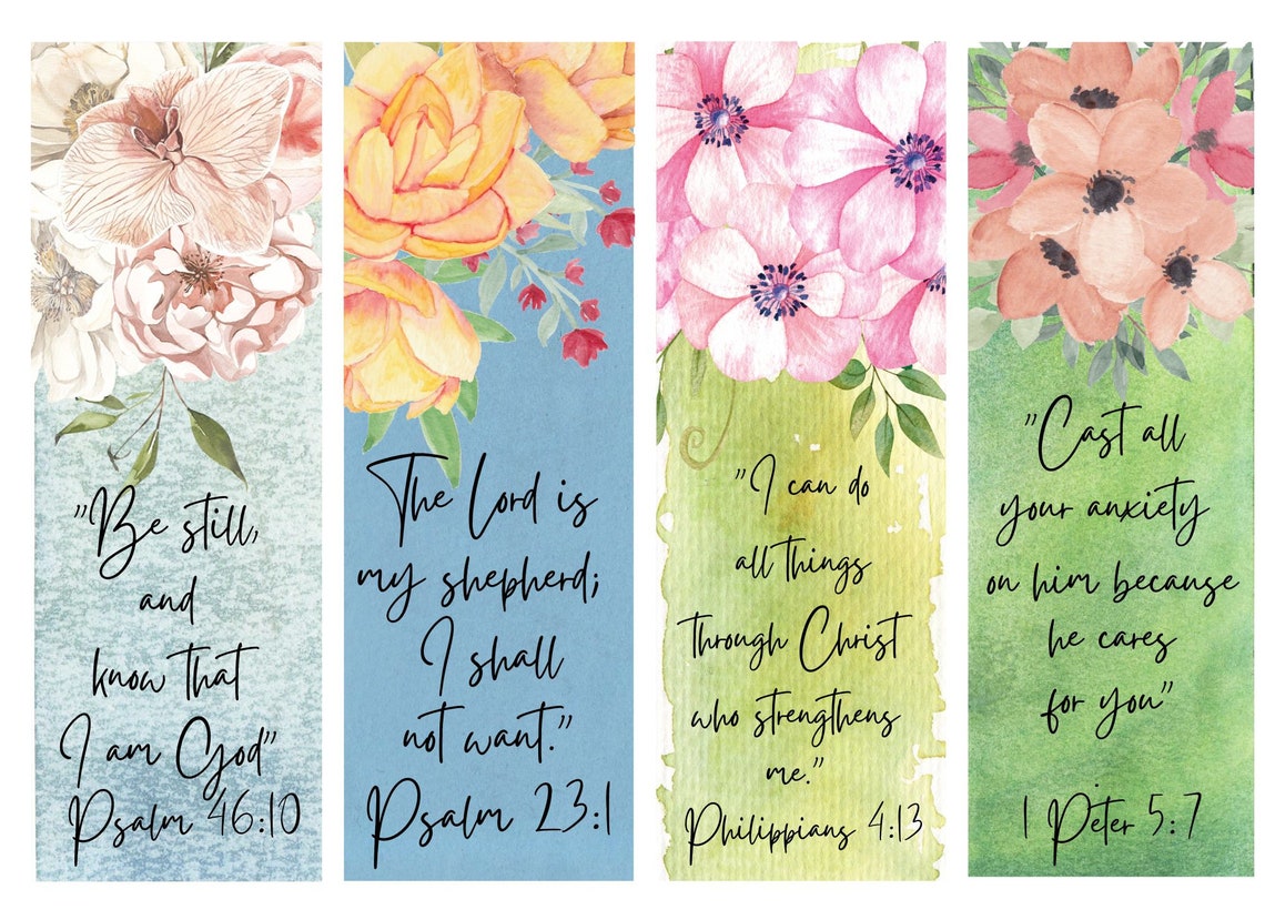 Bible Verse Bookmark 4-for-1 Printable Graphic - Etsy
