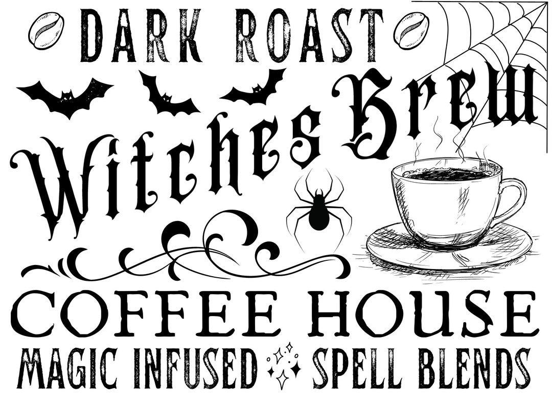 Witches Brew Coffee House Halloween Sign Printable Graphic - Etsy