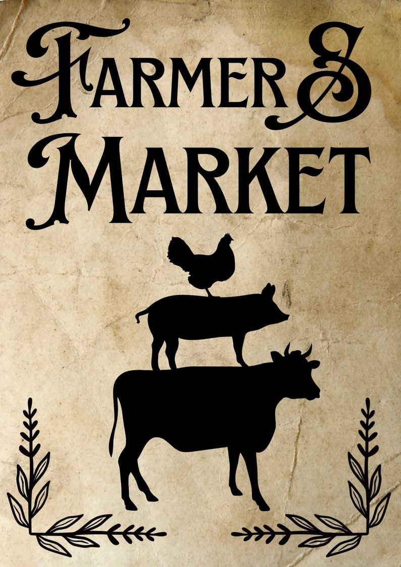 Farmers Market Vintage Country Sign Image Printable Graphic - Etsy