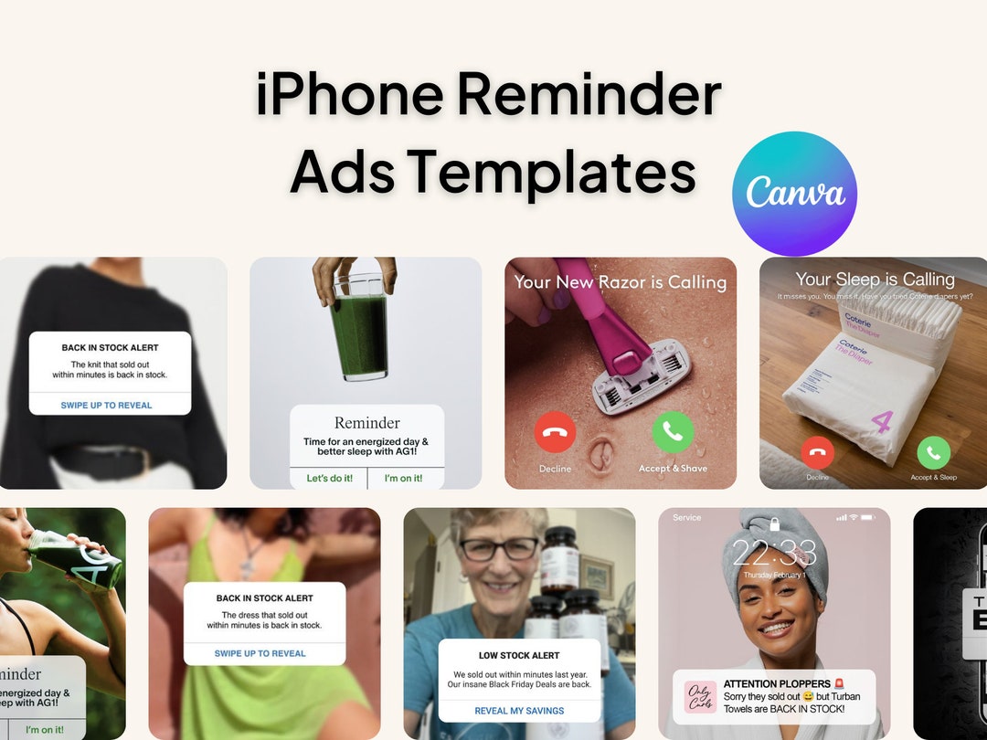 IPhone Reminder Style Meta Static Ads, Canva Editable Templates - Done ...