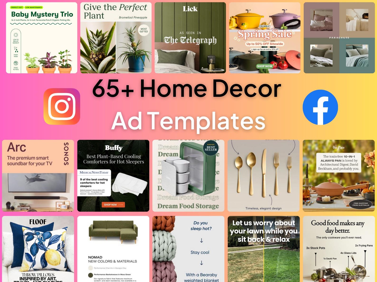 65+ Home Decor Ad Templates | Meta and Instagram Ads | Canva Editable ...