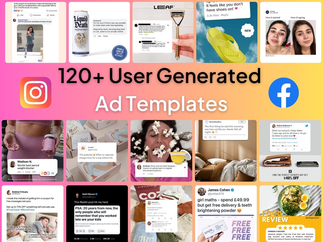 120+ User Generated UGC Ads for Your D2C Products - Facebook and ...
