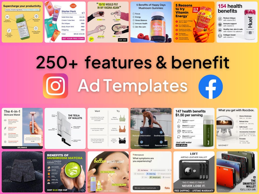 250+ Feature and Benefits Ads for Your D2C Dropshipping Products | Meta ...
