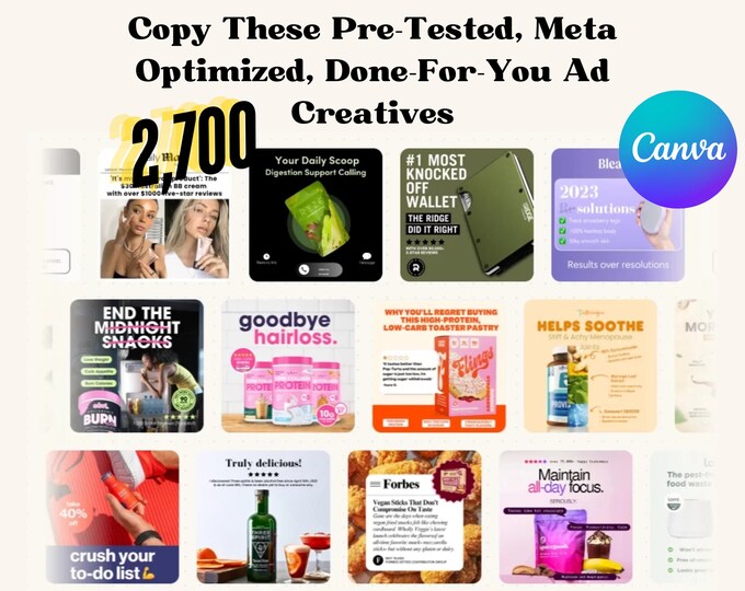 2,700+ Meta Optimized, Done-for-you | Canva Editable Ad Templates ...