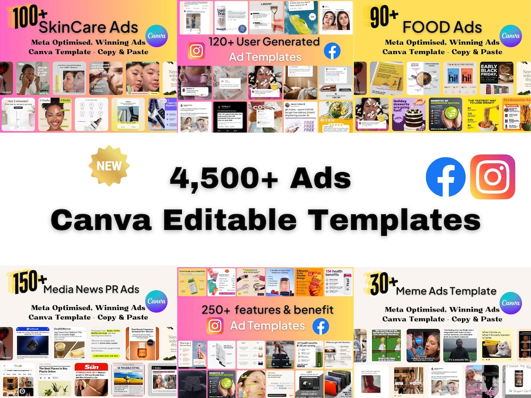 4500+ Ads Canva Editable Template - Mega Bundle | 55+ Categories ...