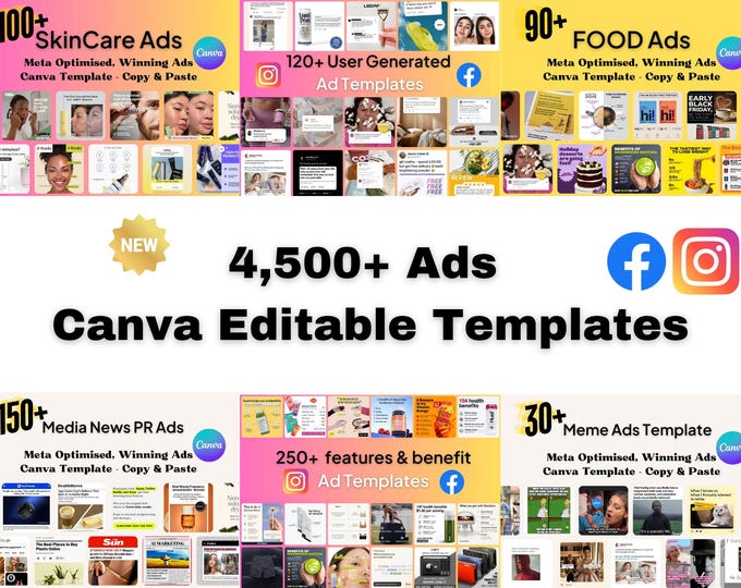 4500+ Ads Canva Editable Template - Mega Bundle | 55+ Categories ...