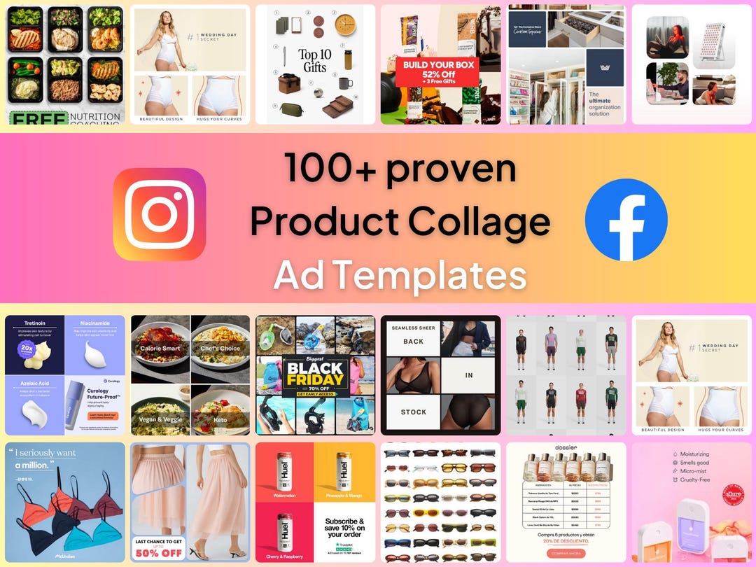 100+ Product Collage Static Ads Templates Canva Editable | Meta and ...