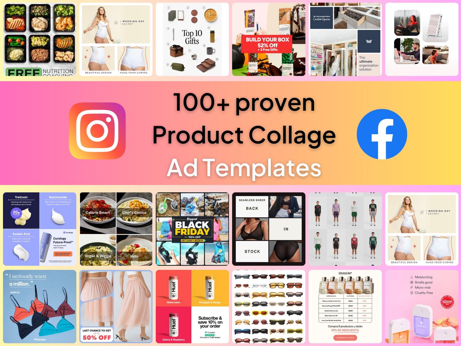 100+ Product Collage Static Ads Templates Canva Editable | Meta and ...