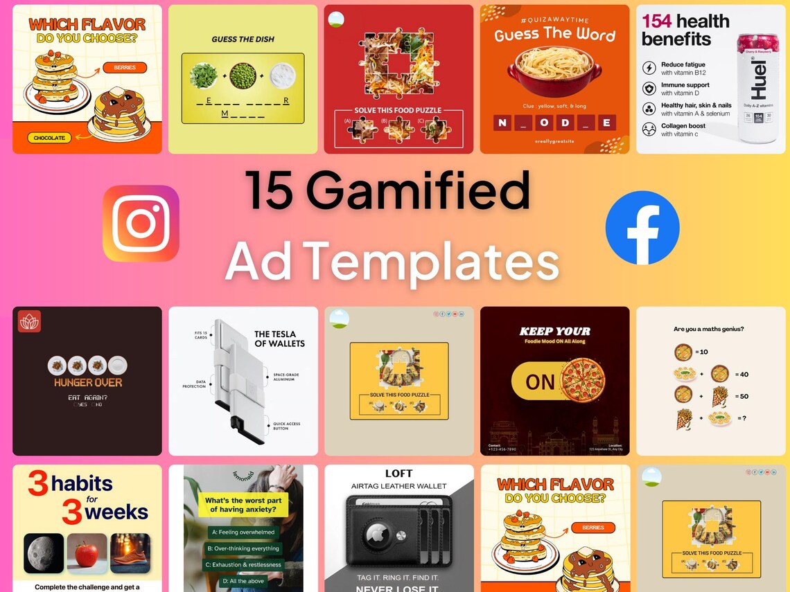 15 Gamified High Converting Ad Templates - Canva Editable - Meta ...