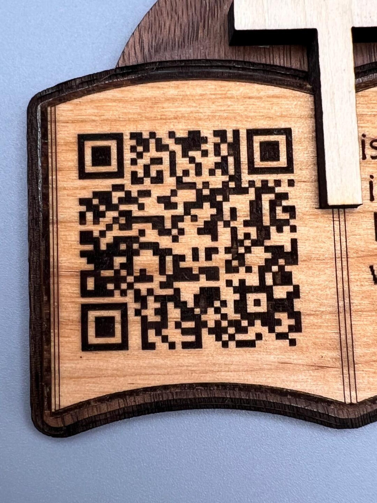 Bible Christmas Ornament With QR Code | Luke 2:11 Wood Cross Ornament ...