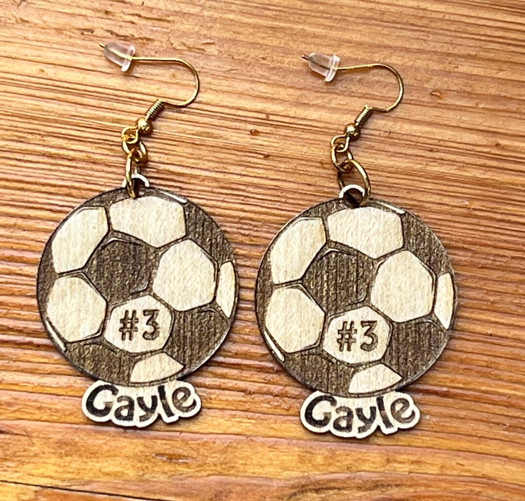 Personalized Soccer Earrings - Custom Soccer Earrings With Player's ...