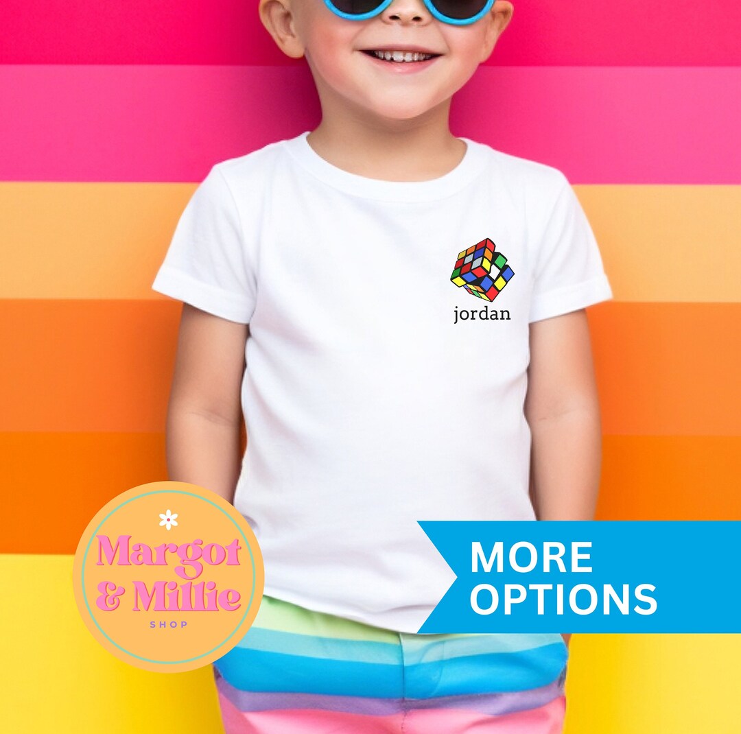 Personalized Rubik's Cube Kids Shirt, Custom Name Rubix T-shirt, Back ...